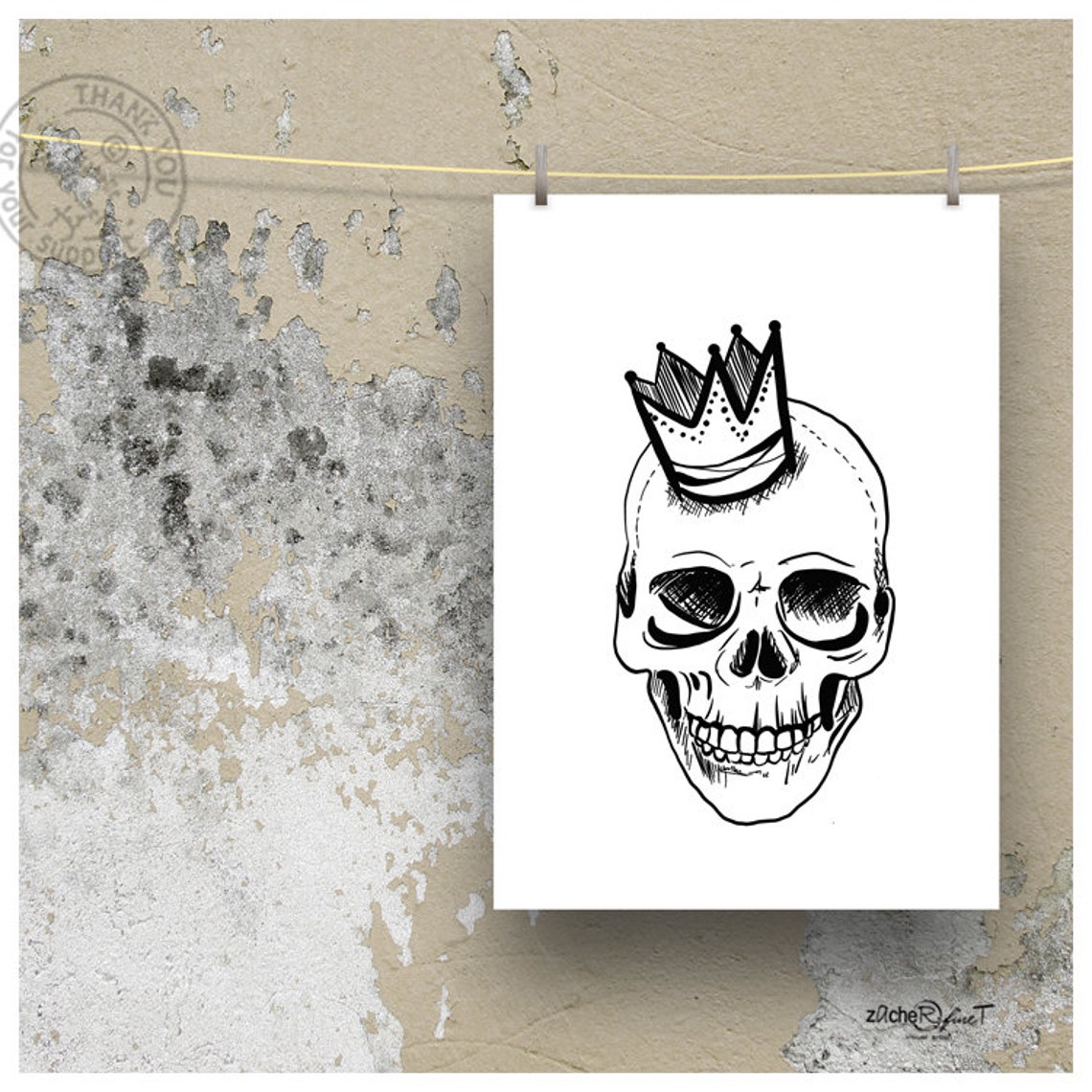 Teschio timbro con corona teschio teschio con corona Timbro - Etsy Italia