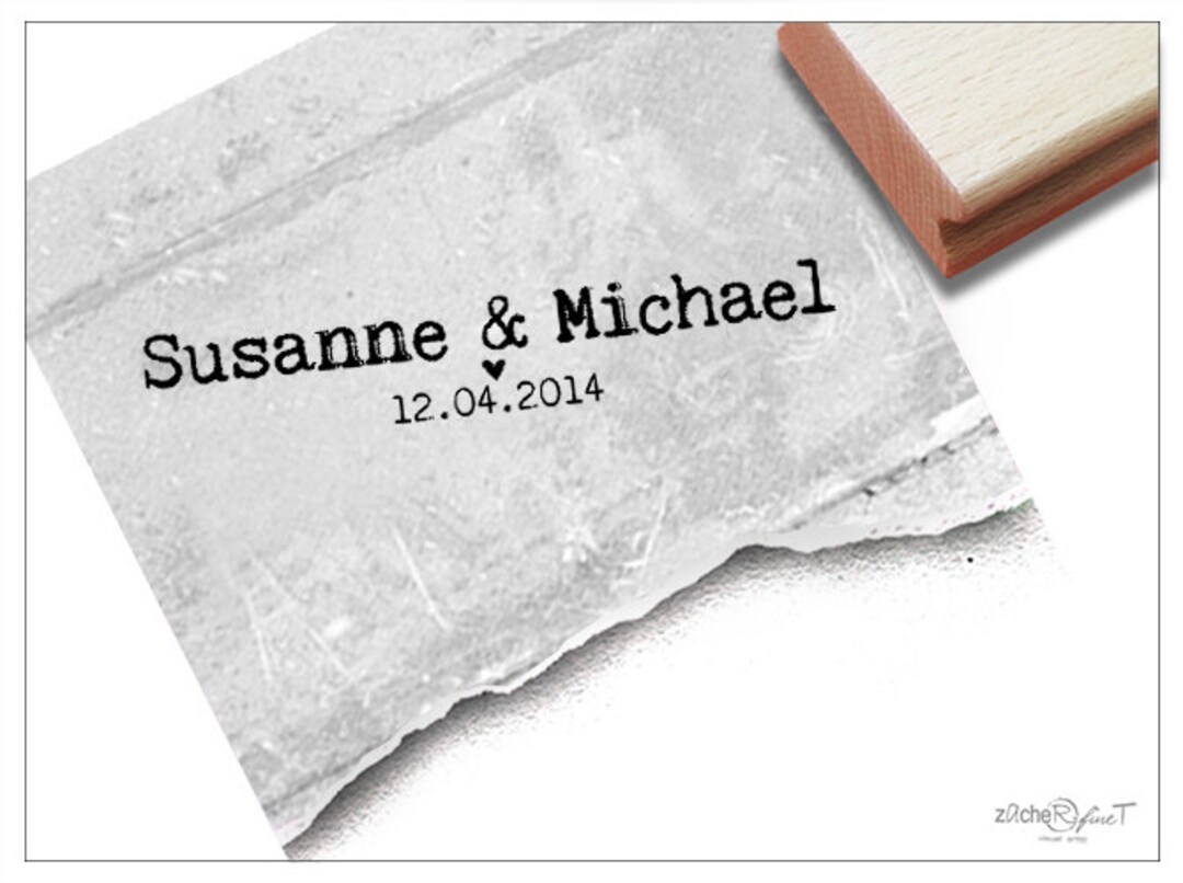 Stamp Names With Date and Heart Wedding Stamp Personalized Individual ...