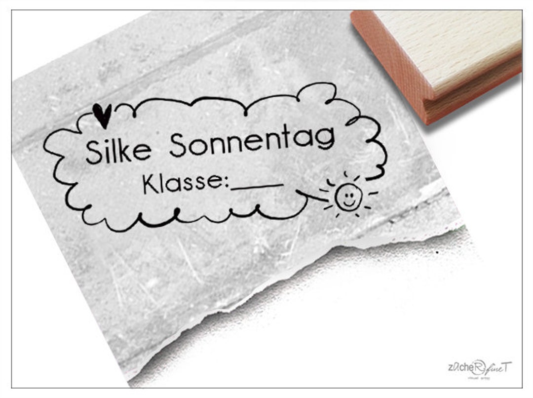 Individueller Schulstempel Wolke II - Namensstempel Personalisiert Mit ...