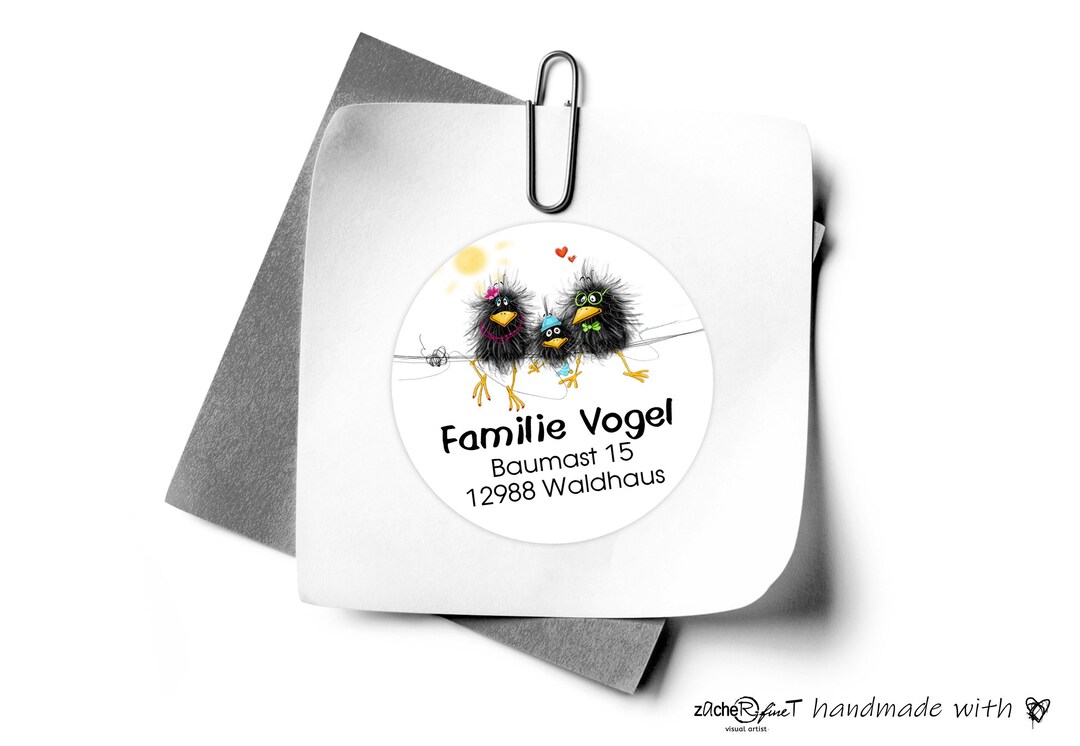 Address Labels for Families - Round - With Funny Ravens - Address ...