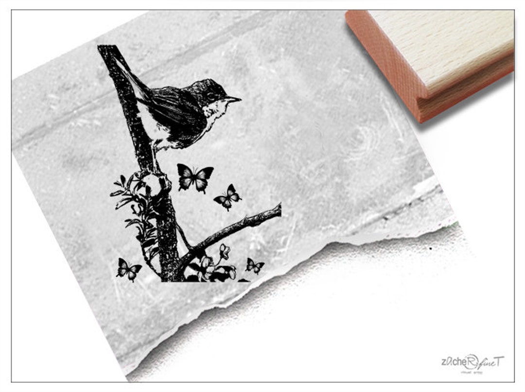 Stamp XL Animal Stamp Bird & Butterfly, Bird on the Branch Large Motif ...