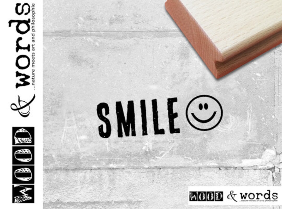 Stempel Textstempel Schrift - SMILE Mit Smiley - Etsy