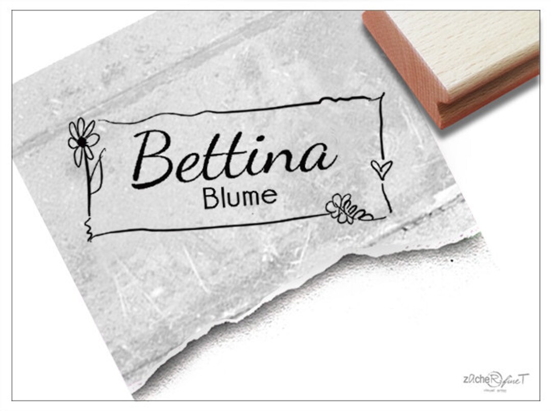 Individual Name Stamp Flower Stamp Personalized With Name, Wooden Stamp ...
