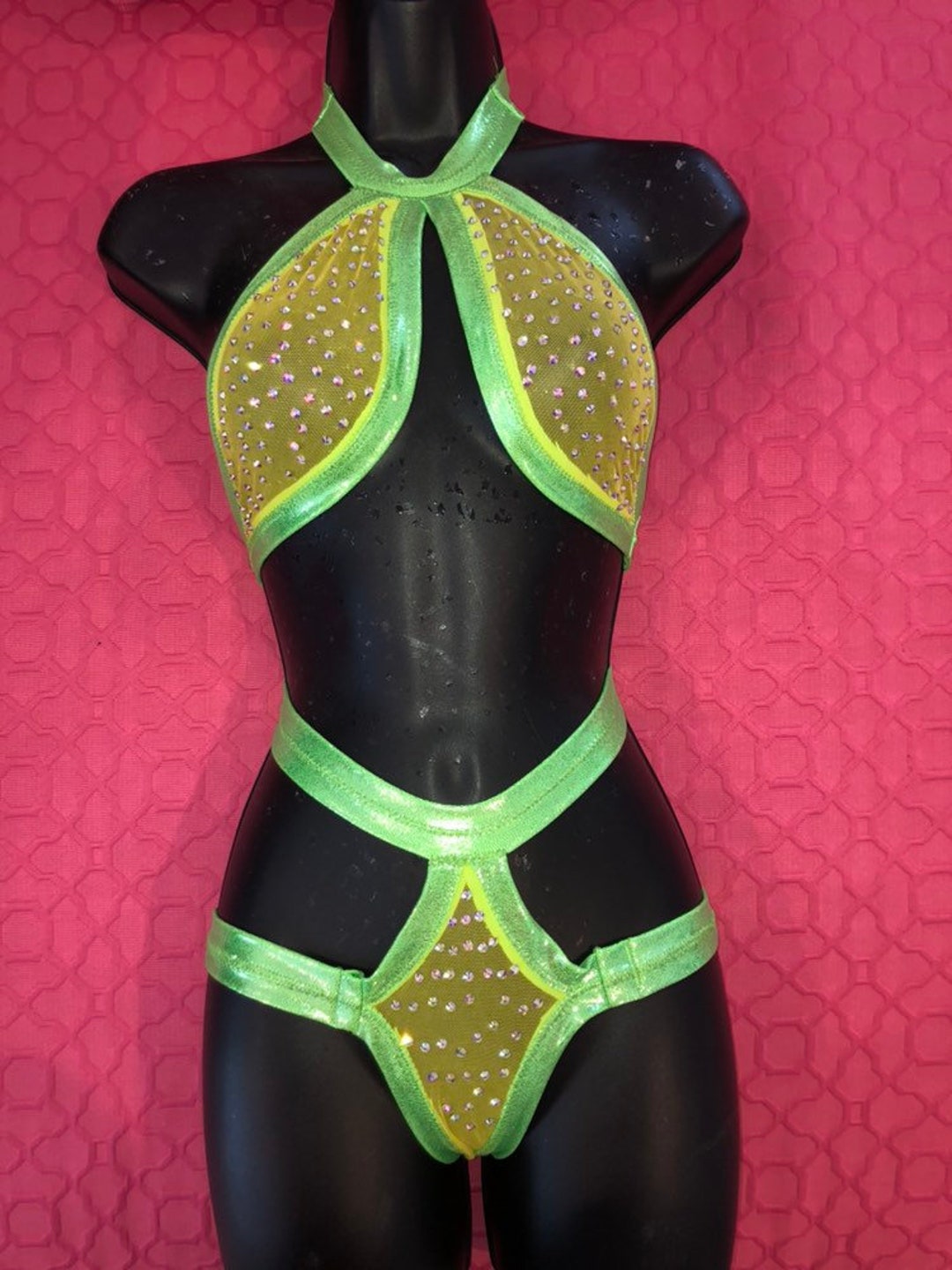 Yellow Sheer With Lime Green Trim - Etsy