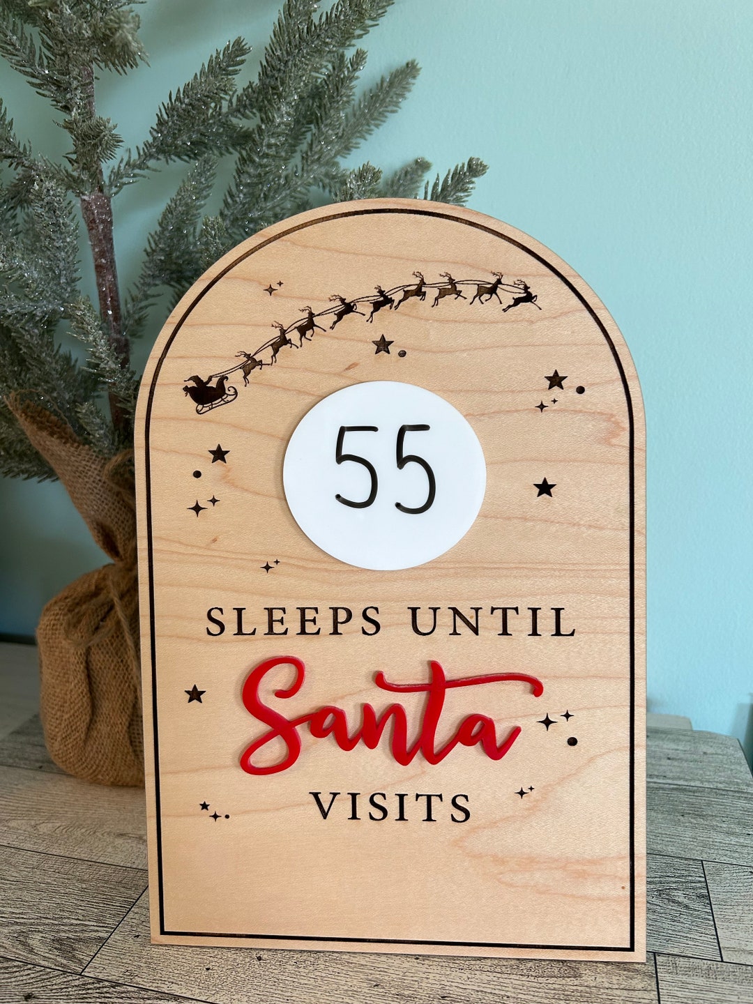 Christmas Countdown Sign | Days Until Christmas Sign | Sleeps Until ...