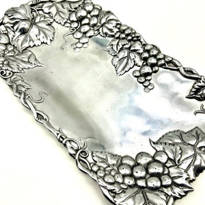 Arthur Court Tray Grapes Leaves Silver Serveware Dining 6"x12" Ornate ...