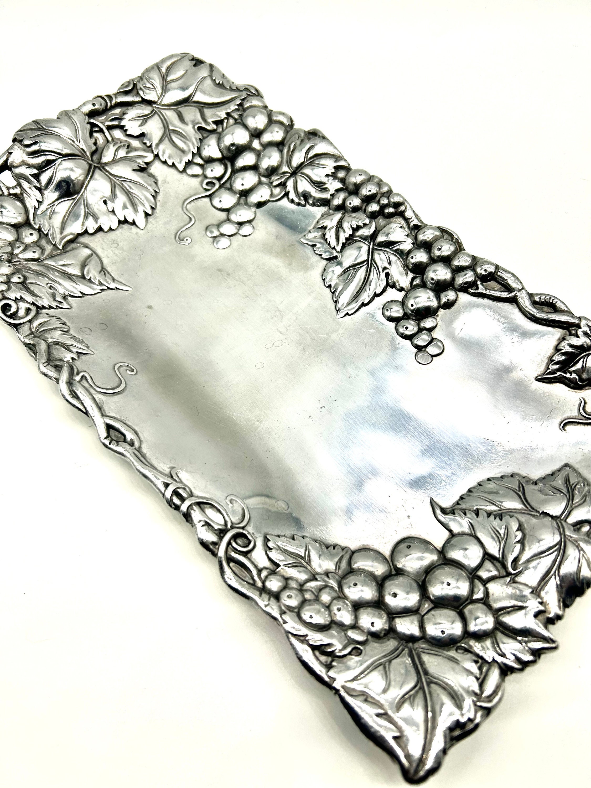 Arthur Court Tray Grapes Leaves Silver Serveware Dining 6"x12" Ornate ...