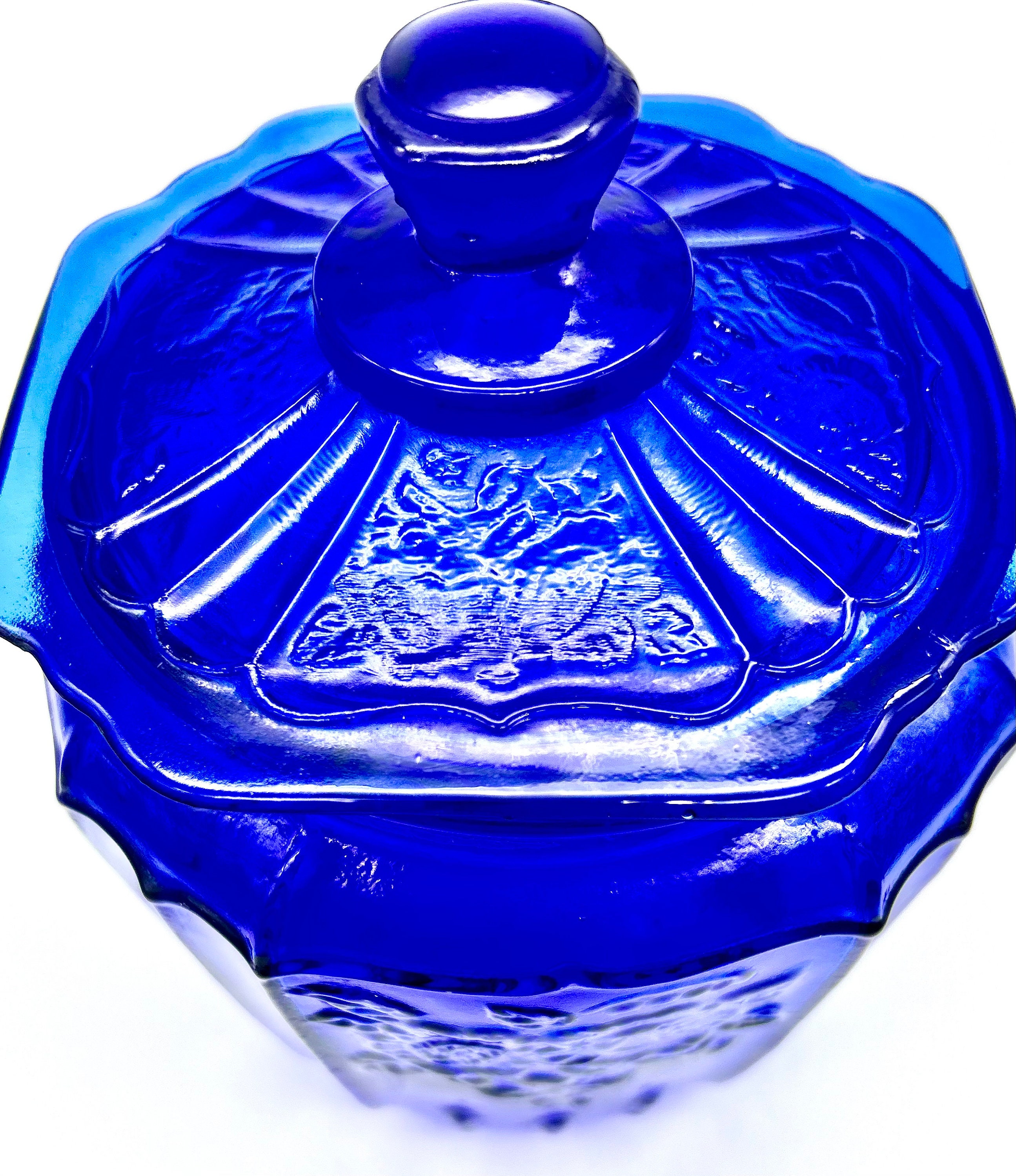 Vintage Cobalt Blue Mayfair Reproduction Series "open Rose" Cookie Jar ...