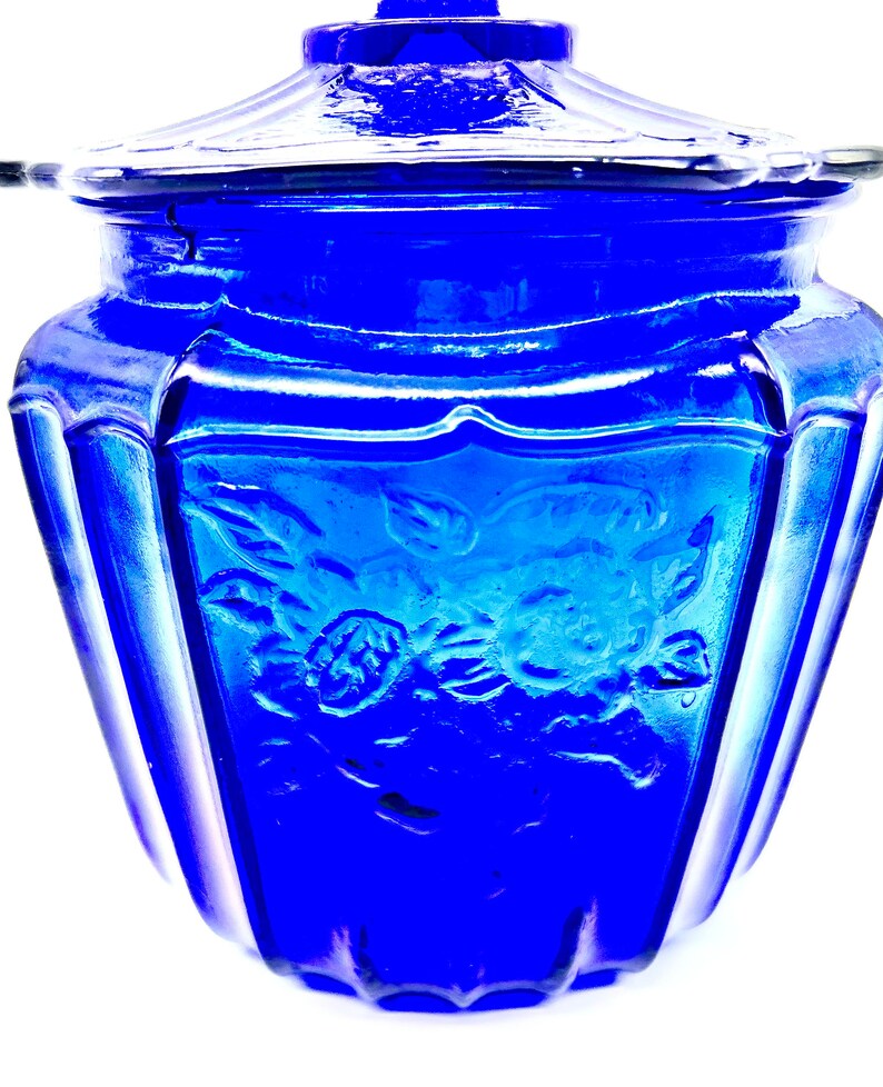 Vintage Cobalt Blue Mayfair Reproduction Series "open Rose" Cookie Jar ...