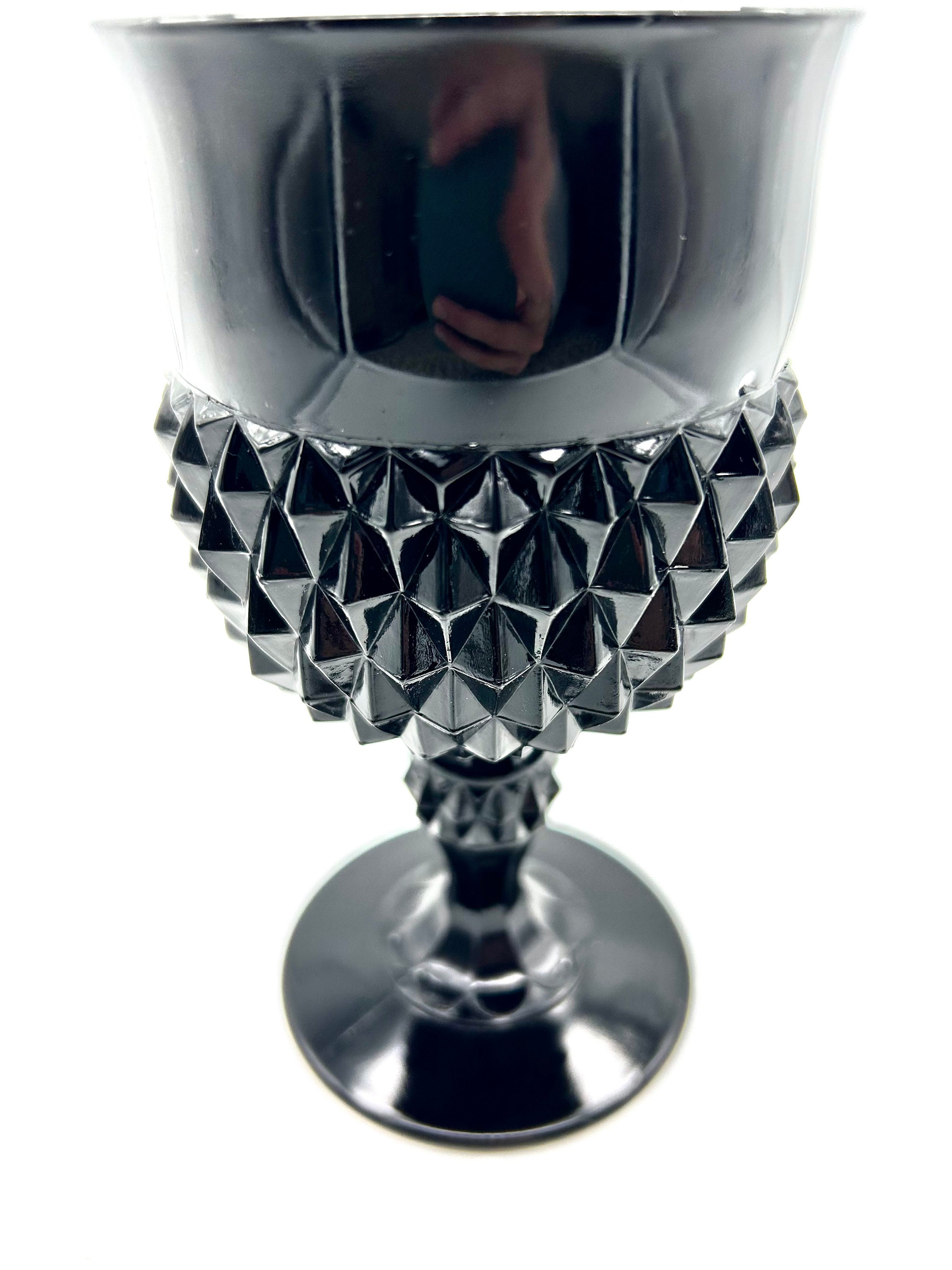 Indiana Glass Black Tiara Diamond Point Glasses Set of 2, Juice or Wine ...