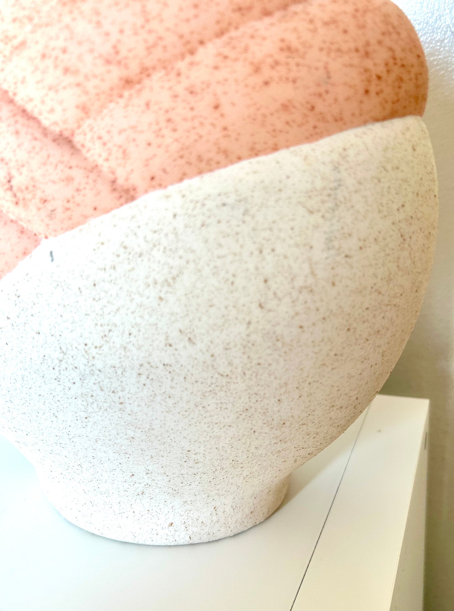 1980s Vintage Large Textured Pink and White Art Deco New Wave Vase by ...