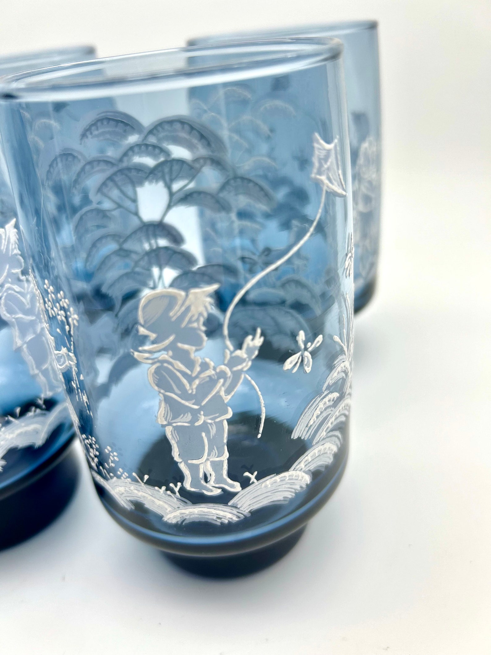 Vintage Set of 4.75" Libbey Mary Gregory Design Drinking Glasses ...