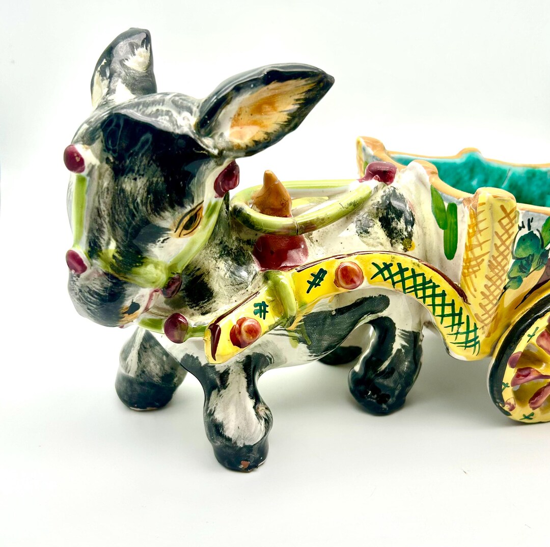 LARGE Italian Donkey and Cart Planter | 12.5 Inches Long | Vintage ...