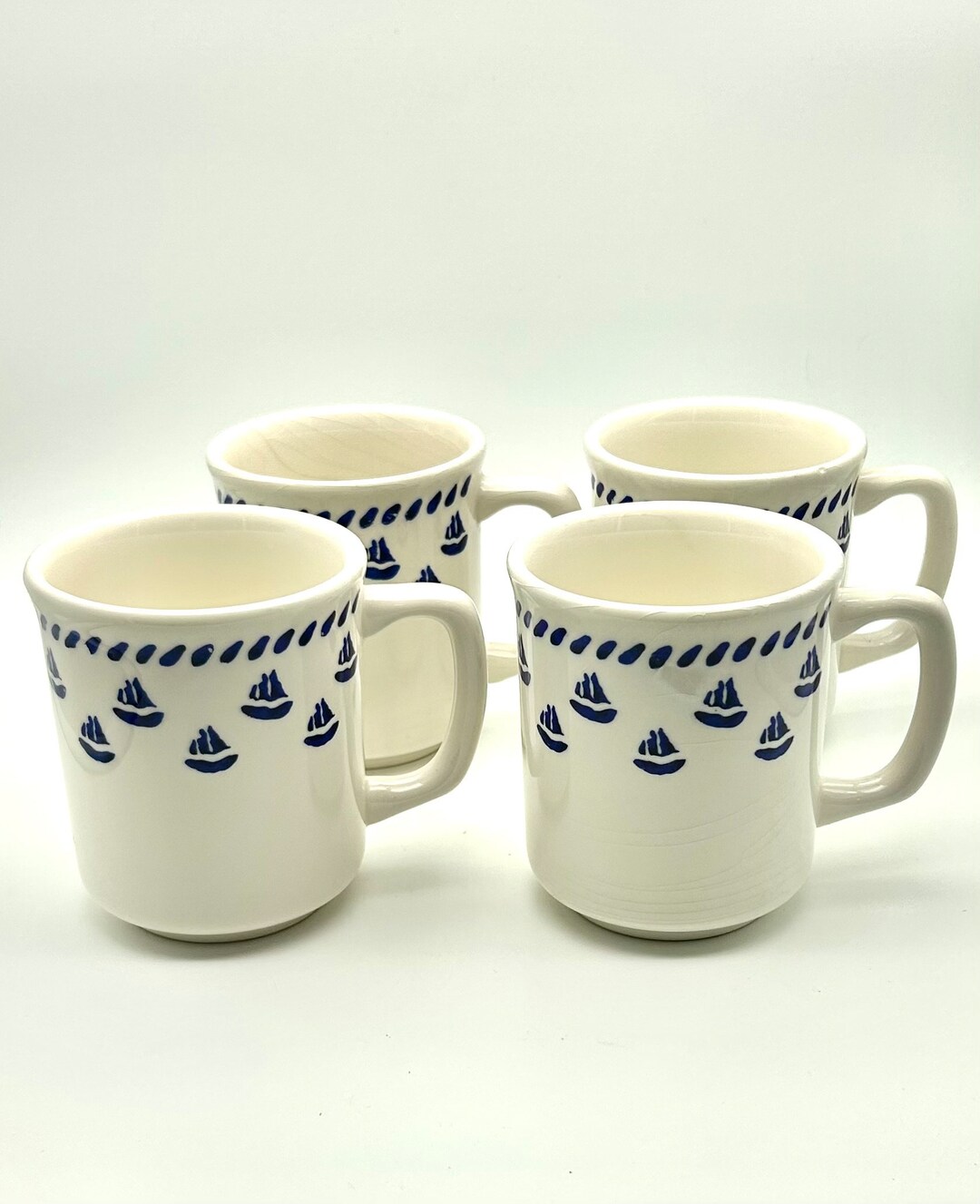 Set of 4 - Italian Made Coffee Mug/furio Mug/sailboats/blue & White ...