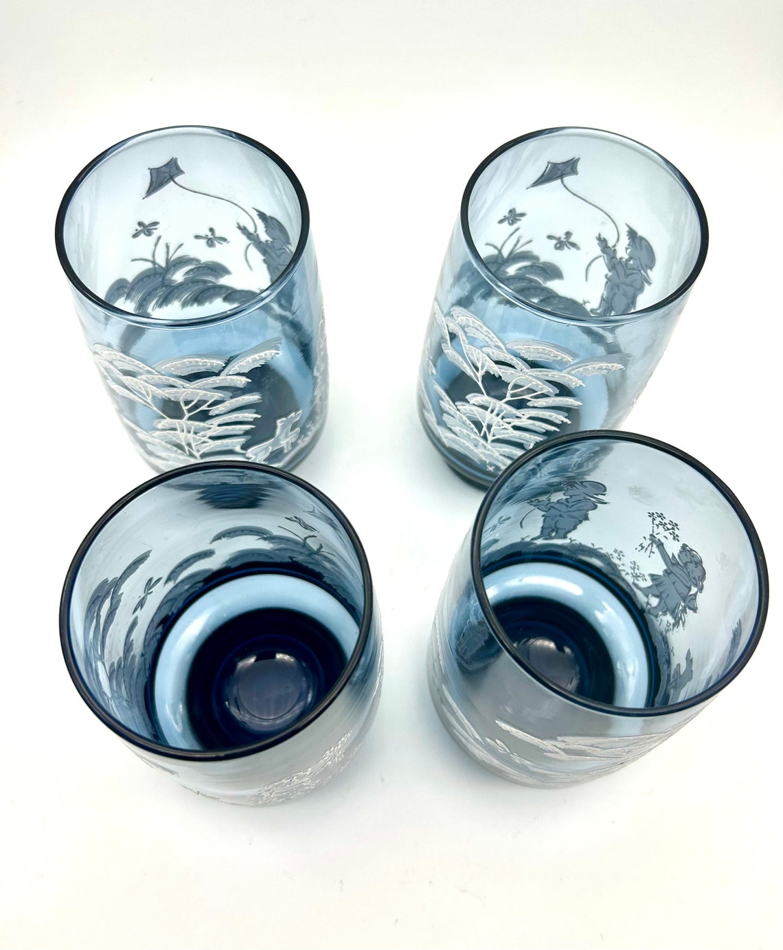 Vintage Set of 4.75" Libbey Mary Gregory Design Drinking Glasses ...