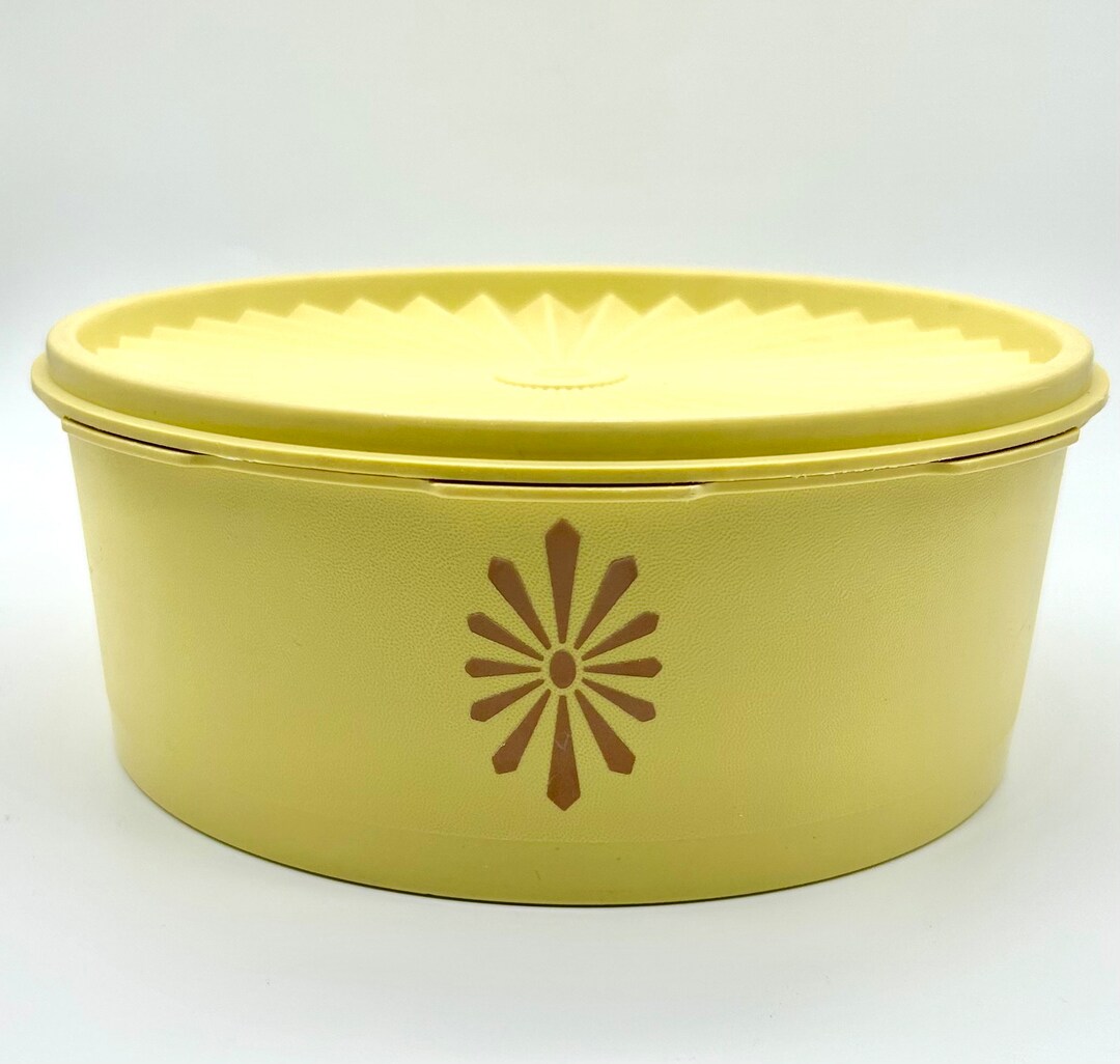Vintage Yellow 'starburst' Design Plastic Tupperware Stackable/nesting ...