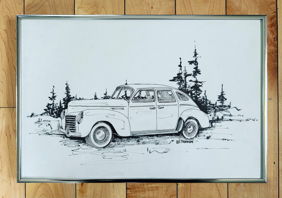 Les Thompson Pen and Ink Drawing 1940 Chrysler Windsor 156,000 Miles ...
