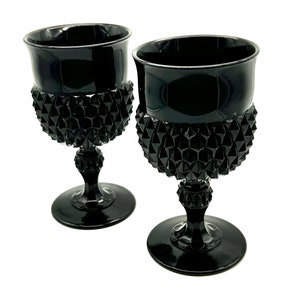 Indiana Glass Black Tiara Diamond Point Glasses Set of 2, Juice or Wine ...