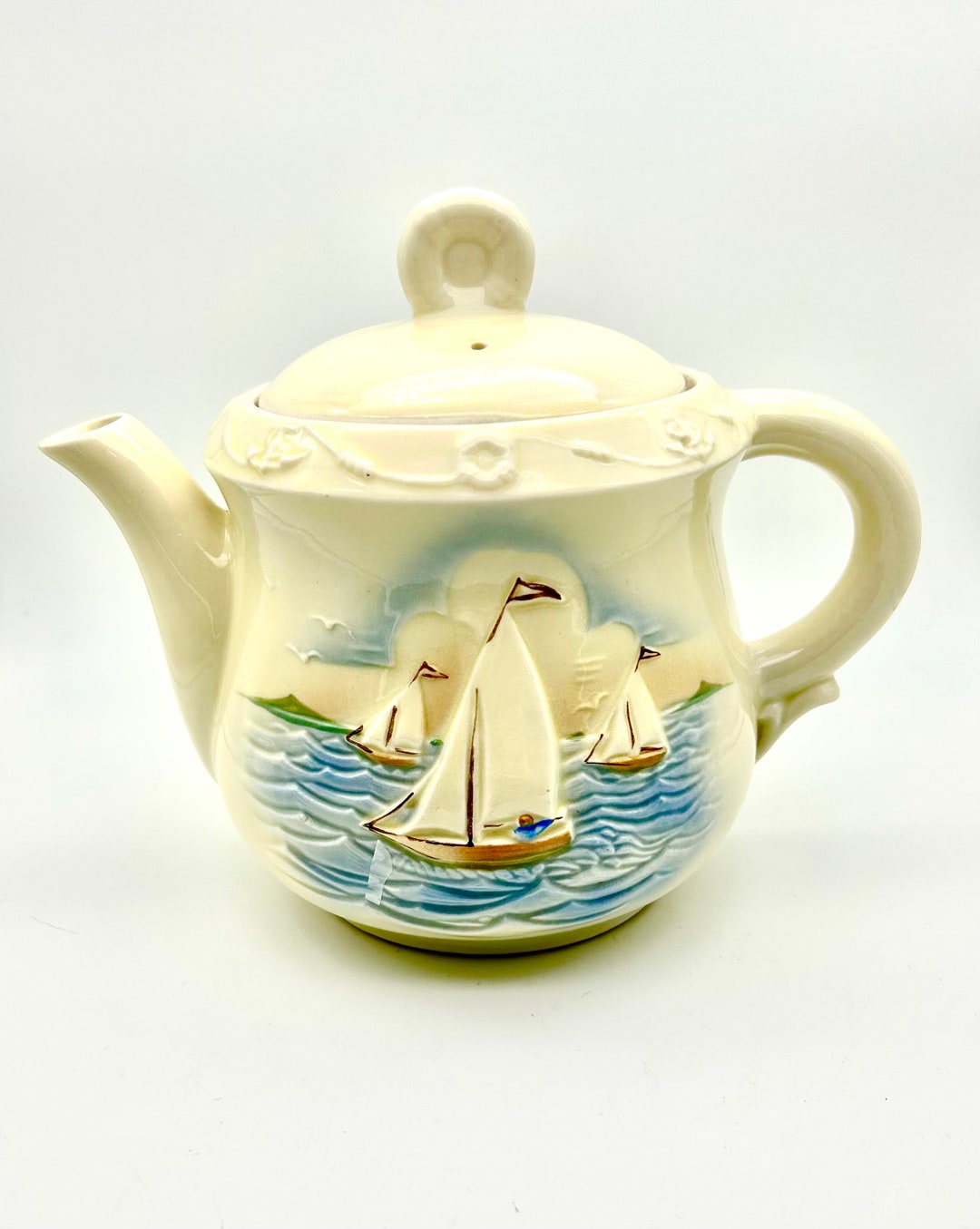 Vintage Porcelier Teapot, Nautical Theme - Etsy