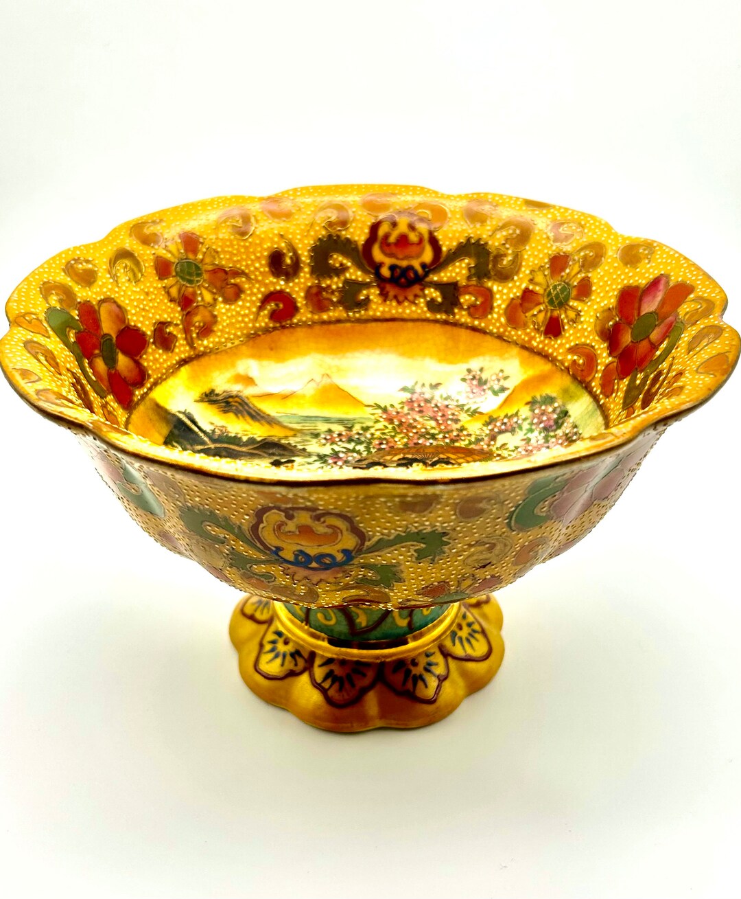 Satsuma Japanese Style Pedestal Dish - Etsy