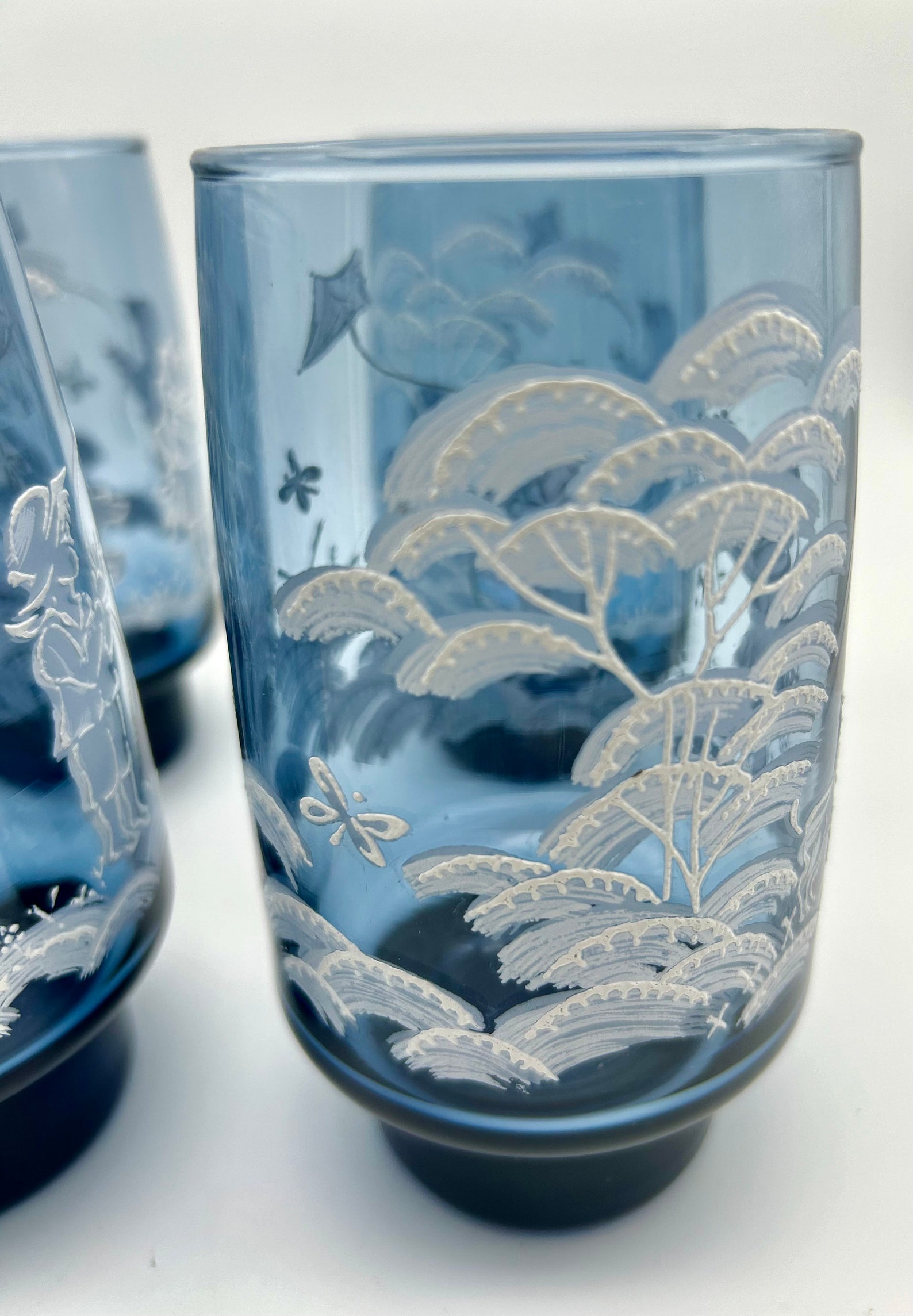 Vintage Set of 4.75" Libbey Mary Gregory Design Drinking Glasses ...