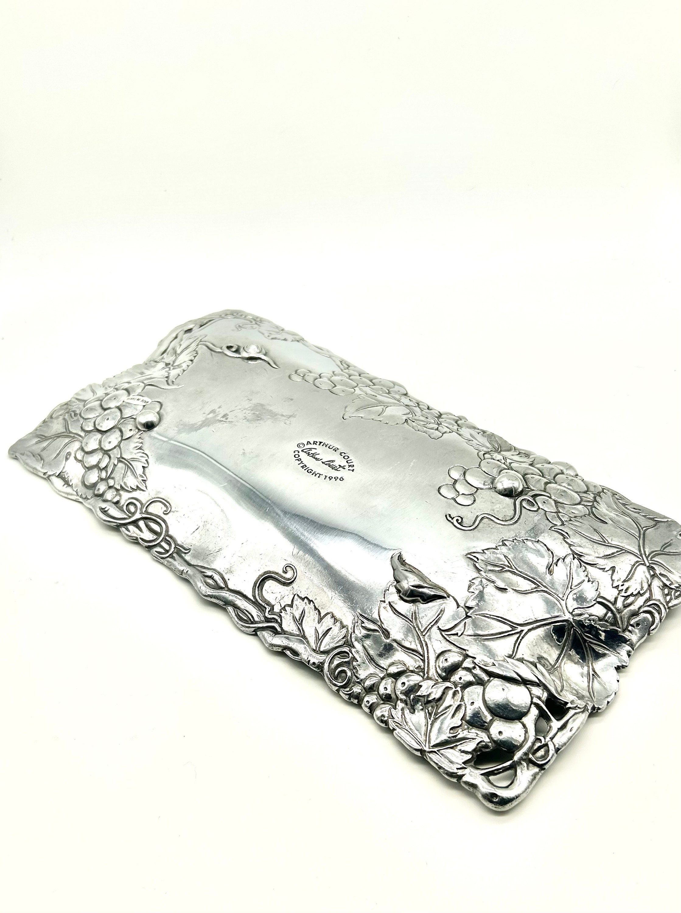Arthur Court Tray Grapes Leaves Silver Serveware Dining 6"x12" Ornate ...