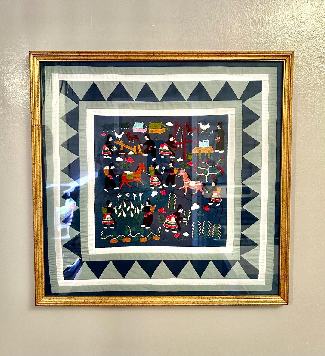 Vintage Traditional Hmong Embroidery Story Cloth Framed - Etsy