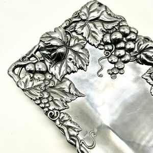 Arthur Court Tray Grapes Leaves Silver Serveware Dining 6"x12" Ornate ...