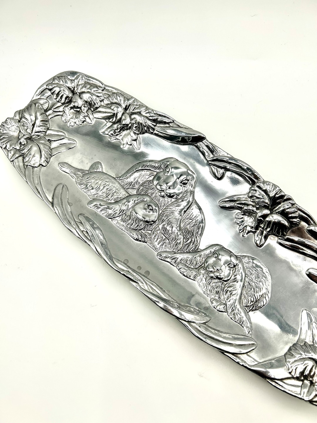 1994 Vintage Aluminum Arthur Court Oblong Bunny Charcuterie Tray ...