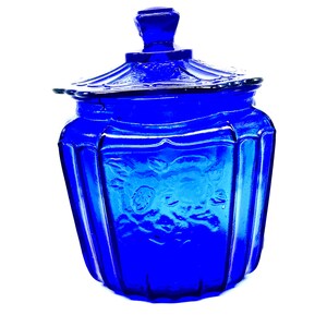 Vintage Cobalt Blue Mayfair Reproduction Series "open Rose" Cookie Jar ...