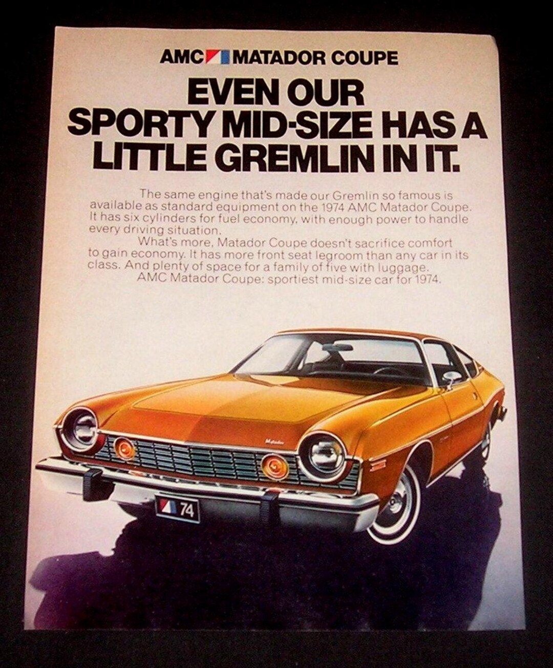 1974 AMC MATADOR COUPE, Vintage Magazine Ad, Sporty Mid-size Auto ...