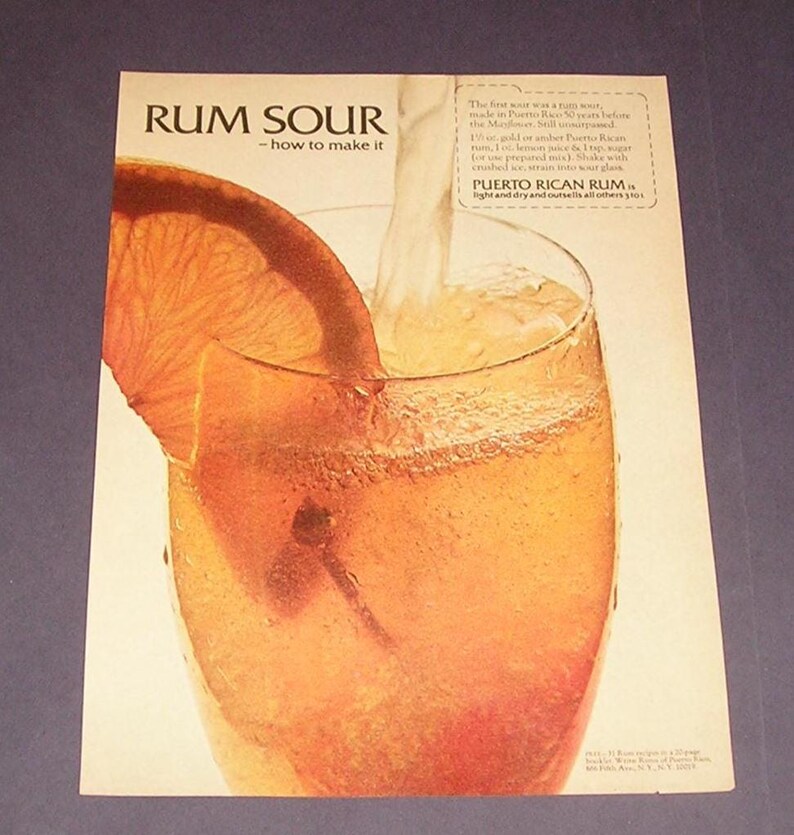 4 Rums of Puerto Rico Vintage Magazine Ads - Screwdriver / Rum Sour ...