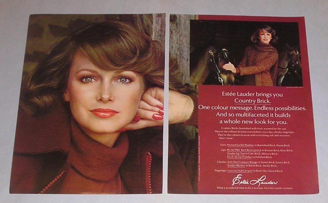1975 Estee Lauder Cosmetics, Vintage Magazine Ad, Super Model Karen ...