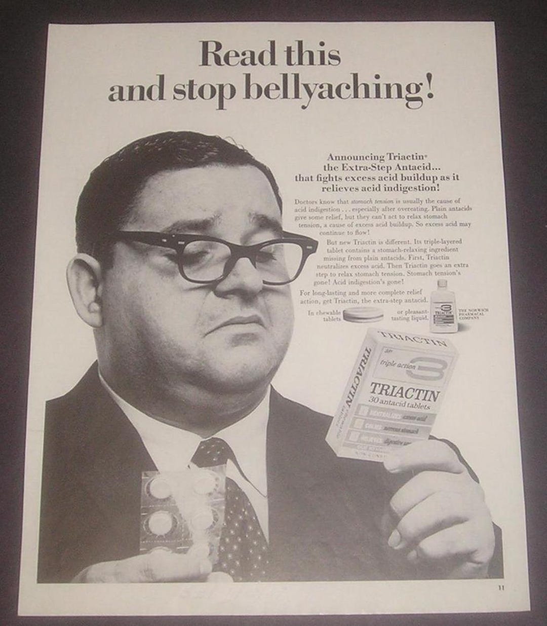 1967 Triactin Antacid Tablets, Vintage Magazine Ad, Relieves Acid ...
