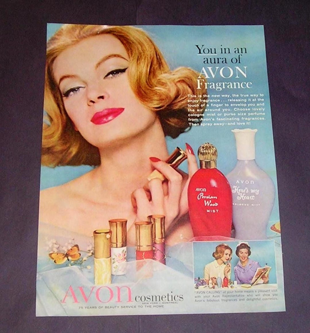 1960s Avon Perfume Vintage Magazine Ad, Persian Wood & Here's My Heart ...