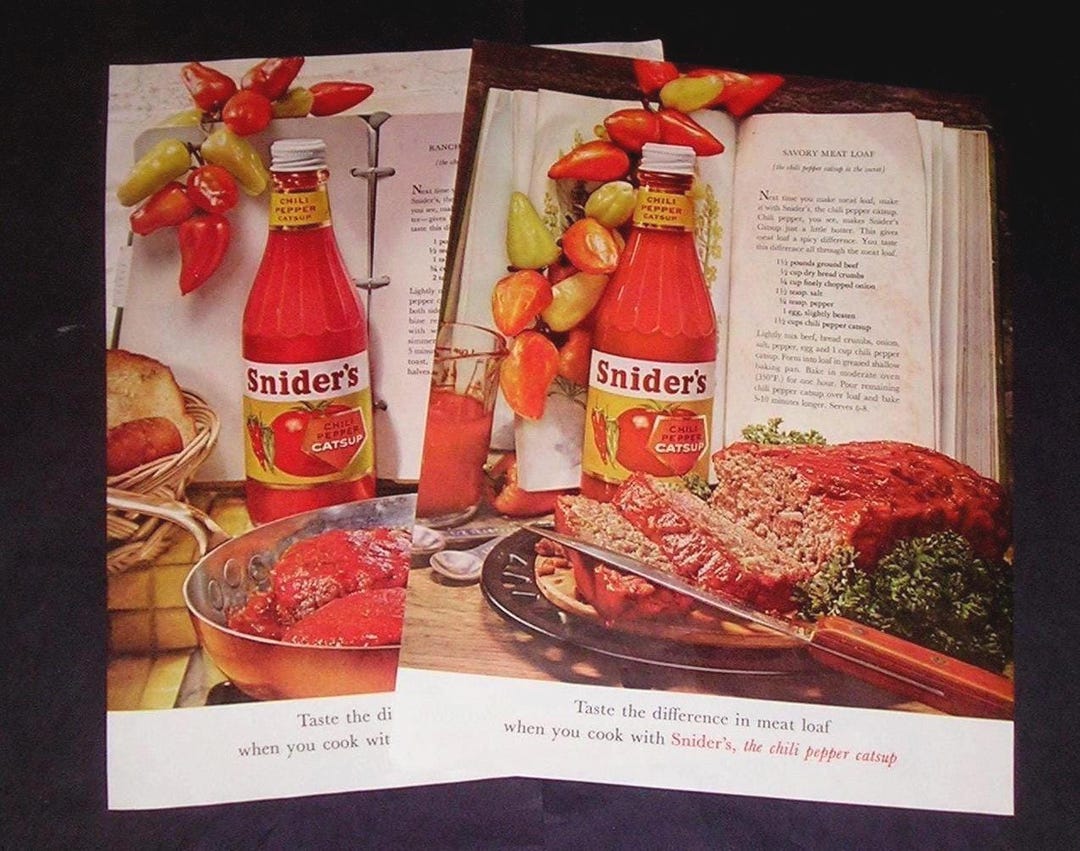 1960s Snider's Chili Catsup Vintage Magazine Ads, With Hamburger & Meat ...