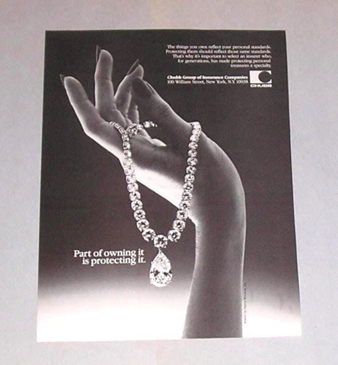 1981 Chubb Insurance, Vintage Magazine Ad, Harry Winston Diamond ...