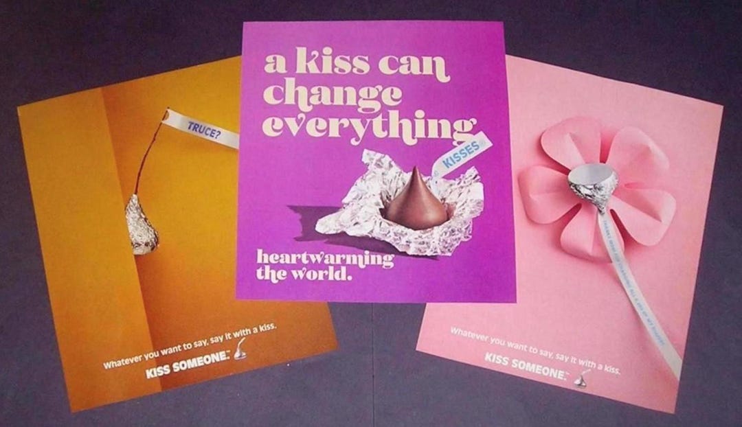 HERSHEY KISSES Ephemera, Magazine Ads, Card Front & Red Kiss Clipping ...