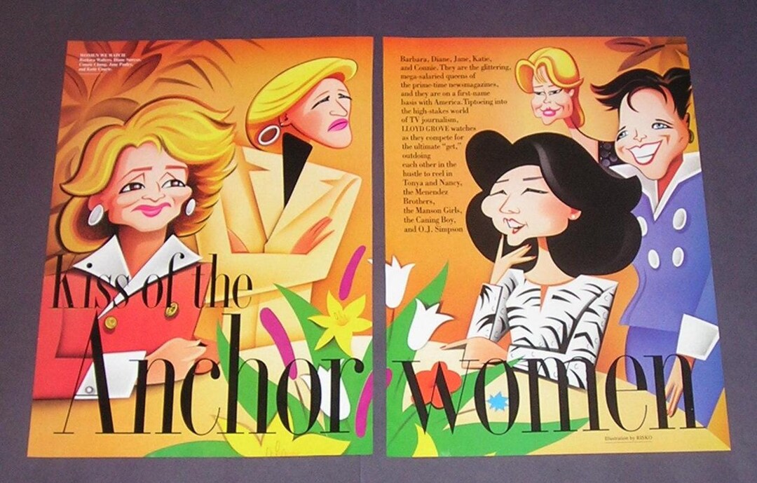 1994 TV Anchor Women Magazine Article, Barbara Walters, Diane Sawyer ...