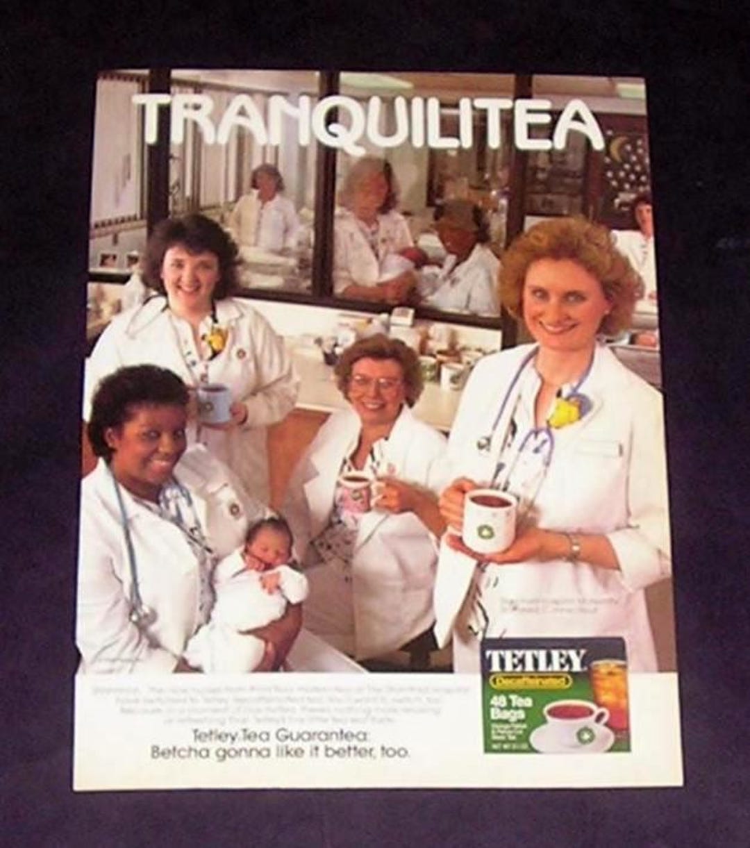1989 Tetley Tea, Vintage Magazine Ad, Nurses With New Babies, Maternity ...