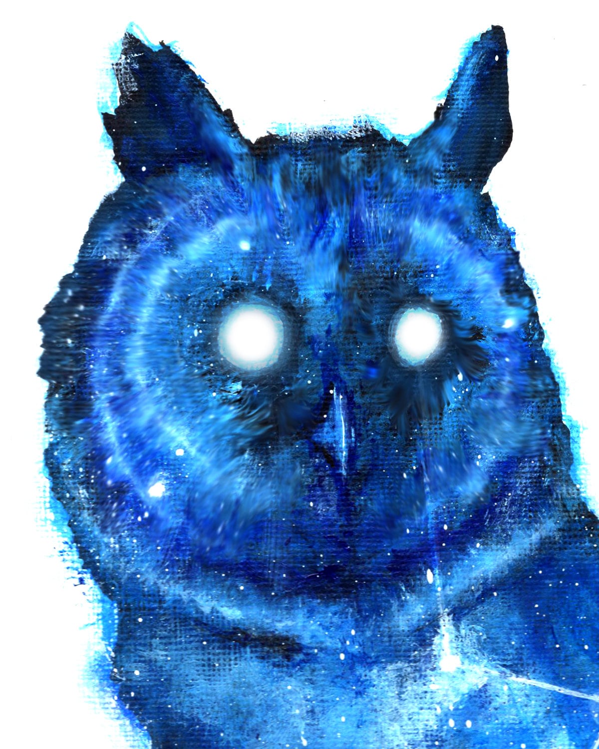 Owl Print | Owl Painting | Space Owl | Owl Wall Art | Cosmic Owl | Blue ...
