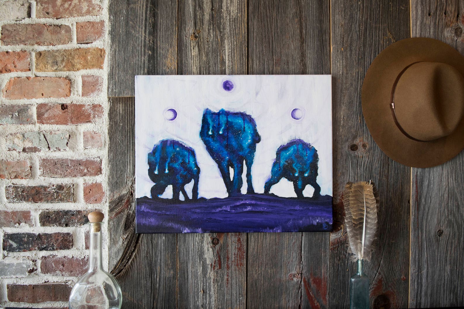 Wolfpack Painting | Lunar Phases | Moon Phase Painting | Wolf Canvas ...