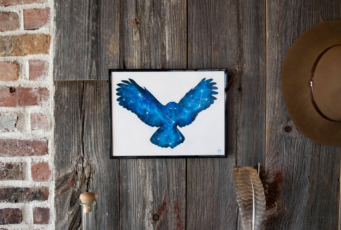 Owl Painting | Owl Constellation | Owl Wall Art | Space Owl | Cosmic ...