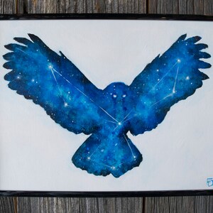 Owl Painting | Owl Constellation | Owl Wall Art | Space Owl | Cosmic ...