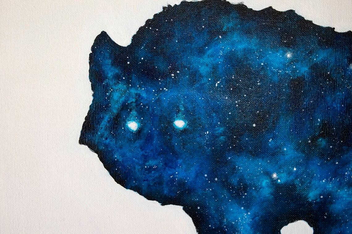 Wolf Art Painting Space Wolf Wolf Painting on Canvas | Etsy