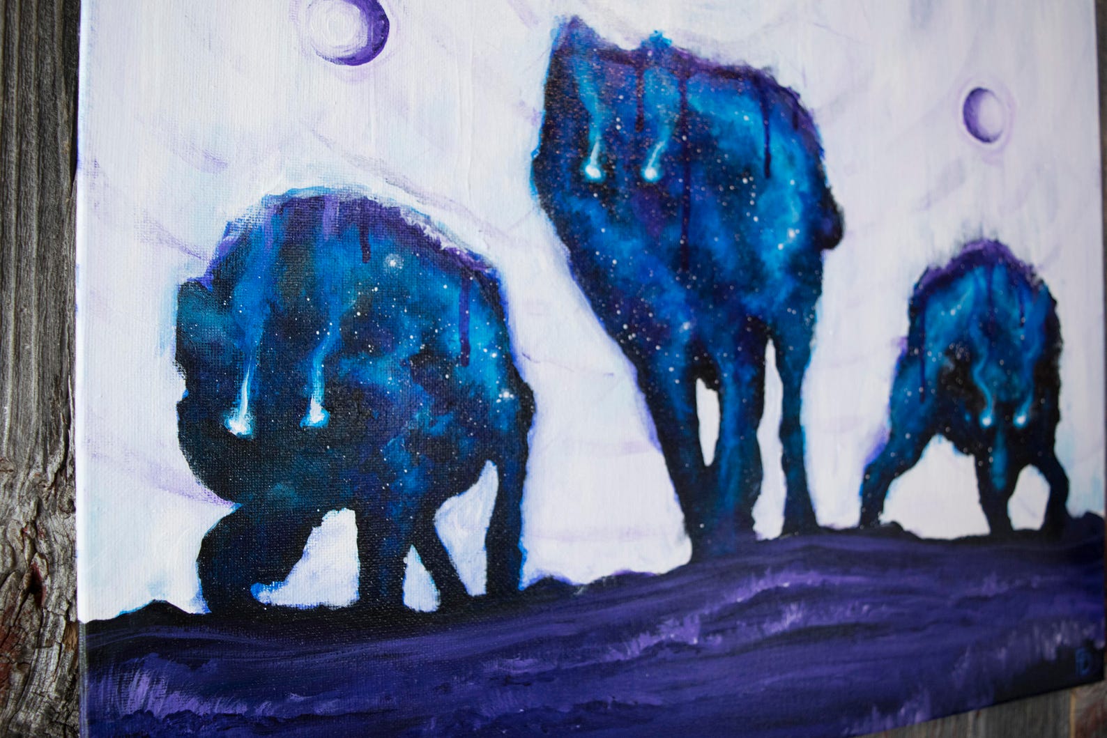 Wolfpack Painting | Lunar Phases | Moon Phase Painting | Wolf Canvas ...