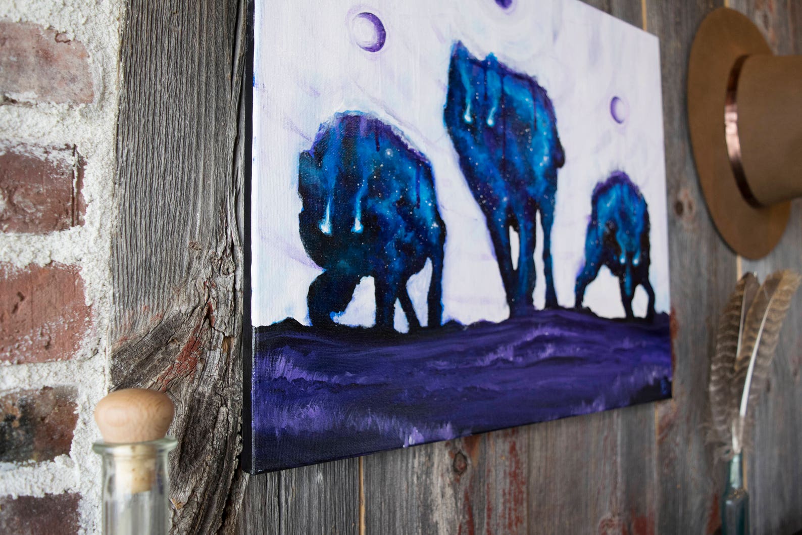 Wolfpack Painting | Lunar Phases | Moon Phase Painting | Wolf Canvas ...