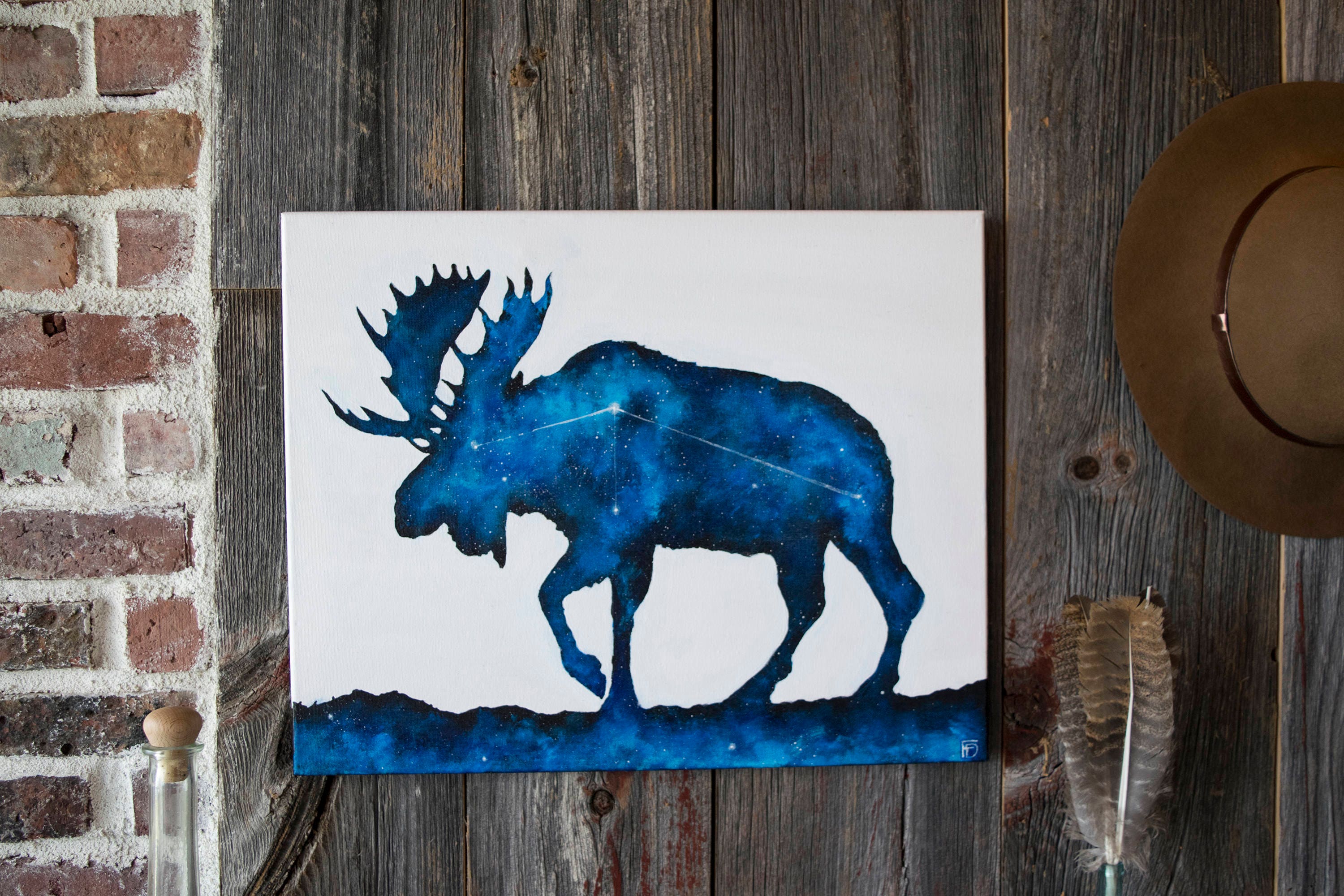 Moose Painting Moose Wall Art Moose Canvas Moose Decor | Etsy