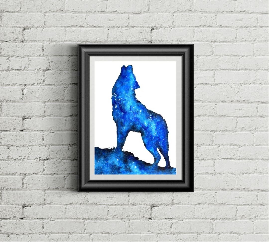 Wolf Print | Wolf Painting | Space Wolf | Space Print | Galaxy Print ...