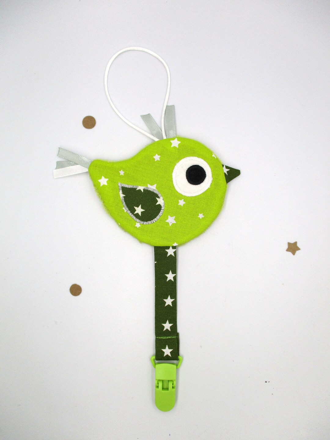 Doudou Tie Pacifier Bird, Green, Polar Minky Cotton, Customizable ...